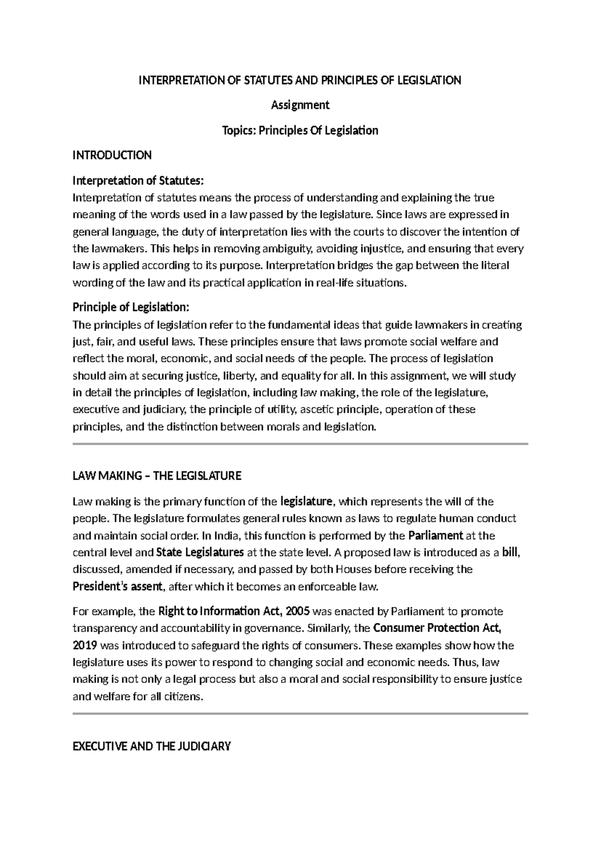 Interpretation of Statutes & Principles of Legislation (LAW 101) - Studocu