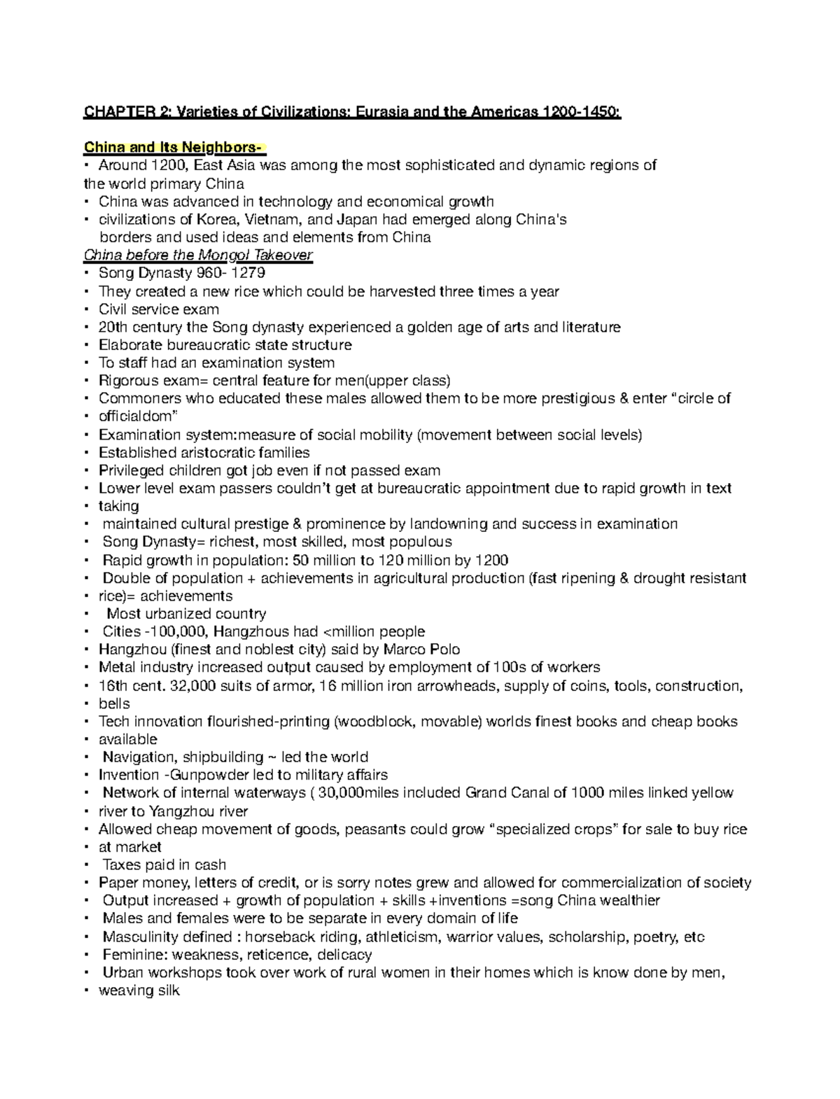 AP World History UNIT 1 & Chapter 2 Notes: Civilizations in Eurasia and ...