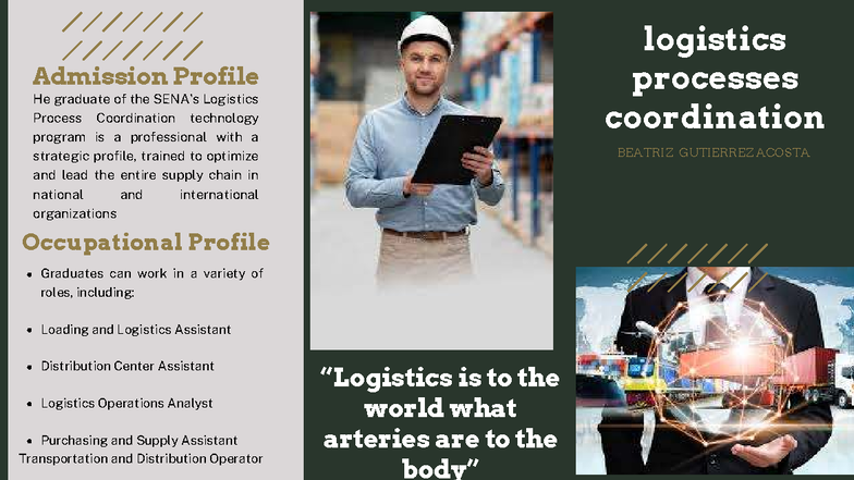 Logistics Processes Coordination Admission Profile Overview - Studocu