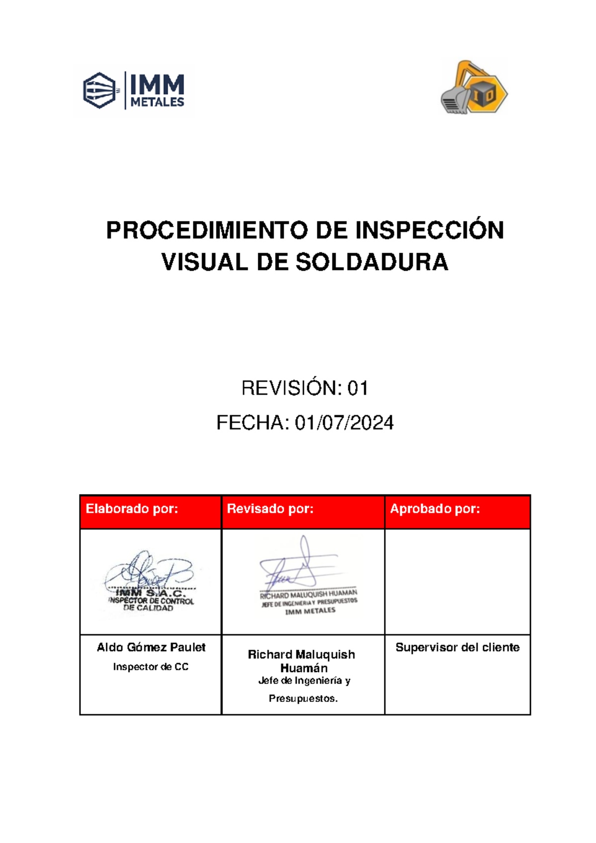PR-QCM-04 Procedimiento de Inspección Visual de Soldadura - Studocu