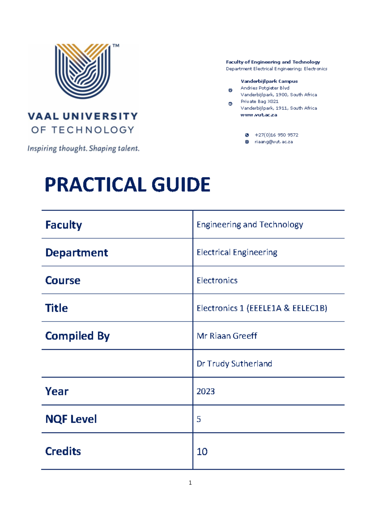 Eeele 1A 1 2023 VF P E Practical Guide - PRACTICAL GUIDE Faculty ...