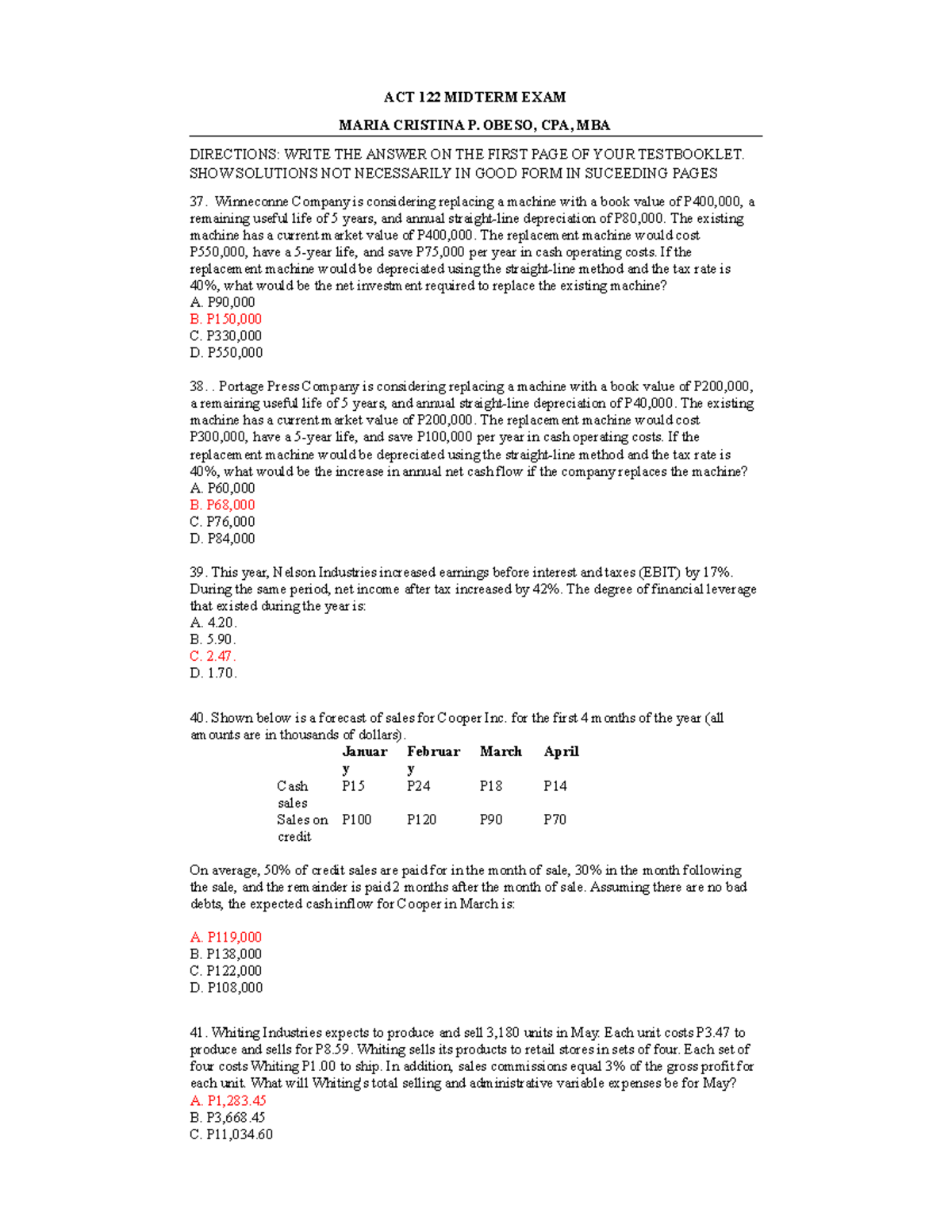 ACT 122 MIDTERM EXAM PRACTICE - MAS PROB STUDY GUIDE - Studocu