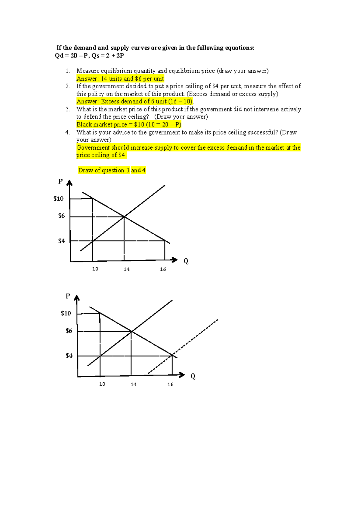 ECO 101: Government Intervention & Price Ceiling Analysis - Studocu