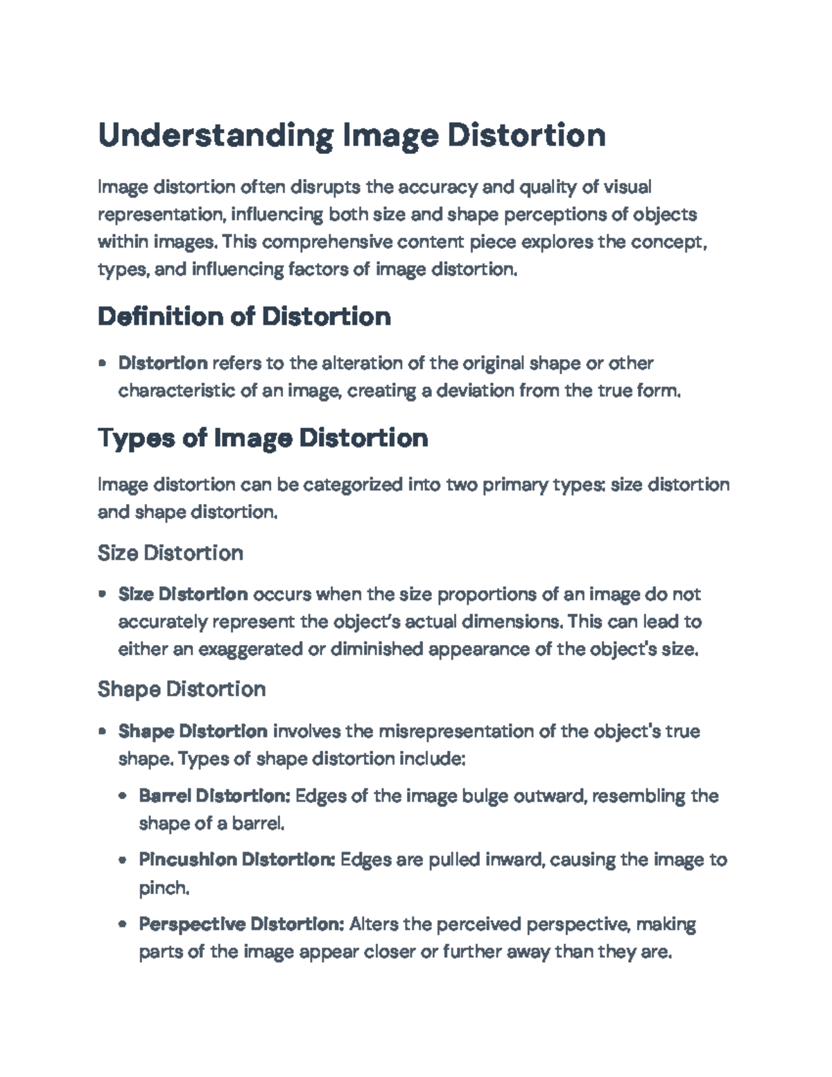 Understanding Image Distortion: Types & Influences in Imaging - Studocu