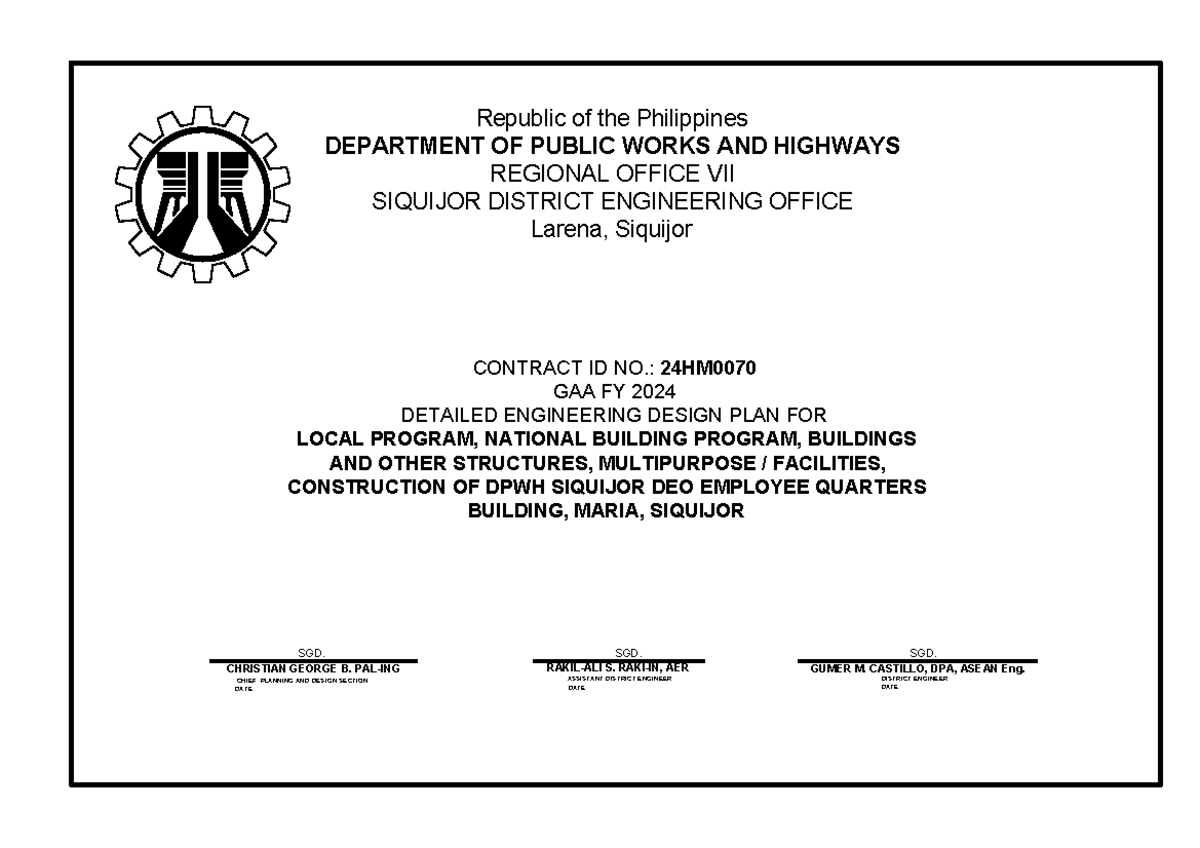 24HM0070 - Detailed Engineering Design Plan for DPWH Employee Quarters ...