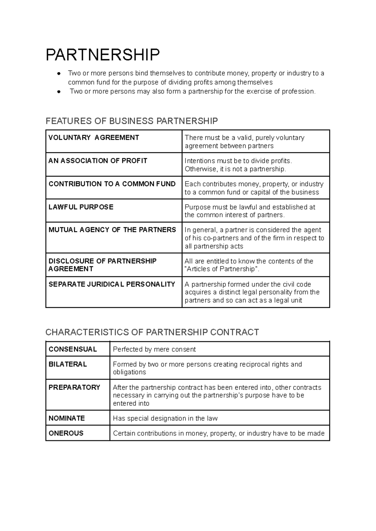 FAR 101: Overview of Partnership Types and Features - Studocu