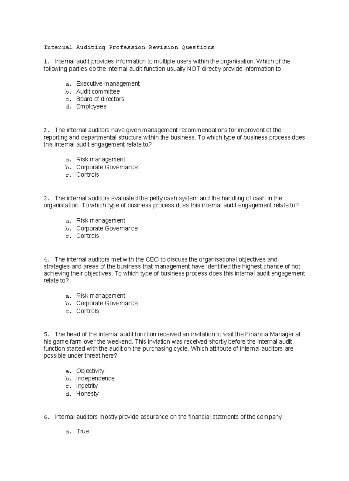 INTERNAL AUDITING 3 - PURCHASES PROCESS STUDY MATERIAL - Studocu