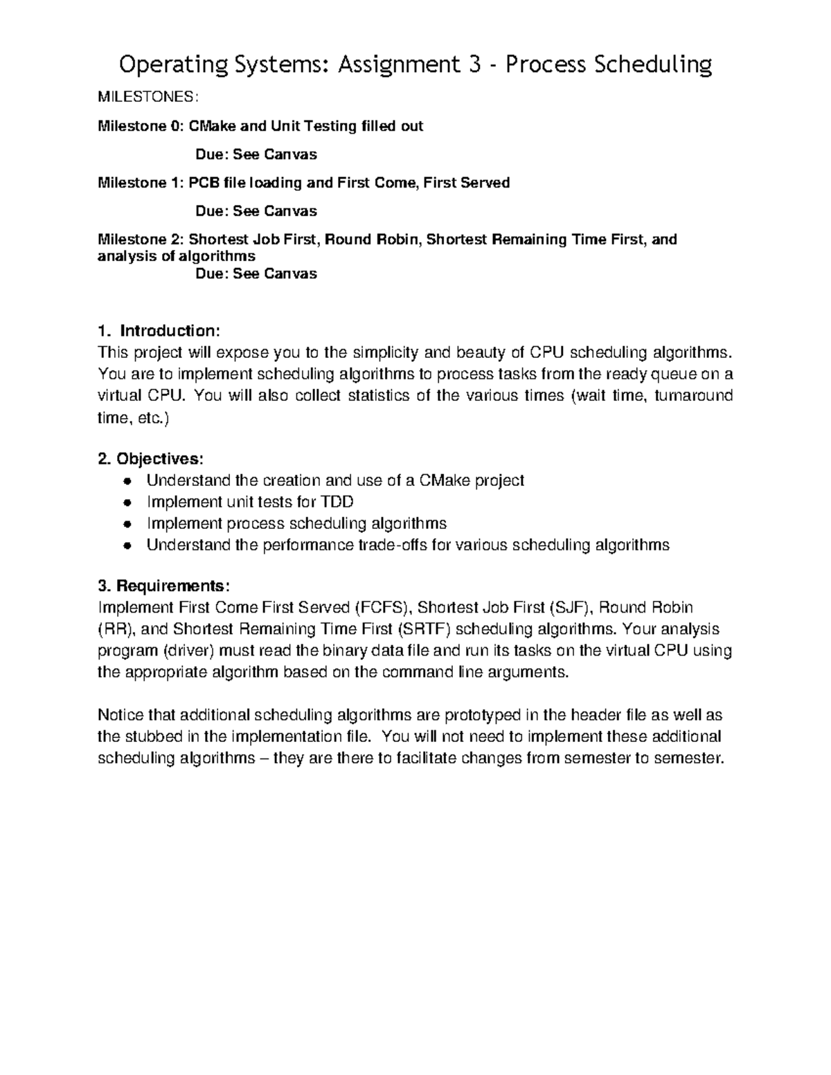 A3 - CPU Scheduling Algorithms: Implementation and Analysis - Studocu