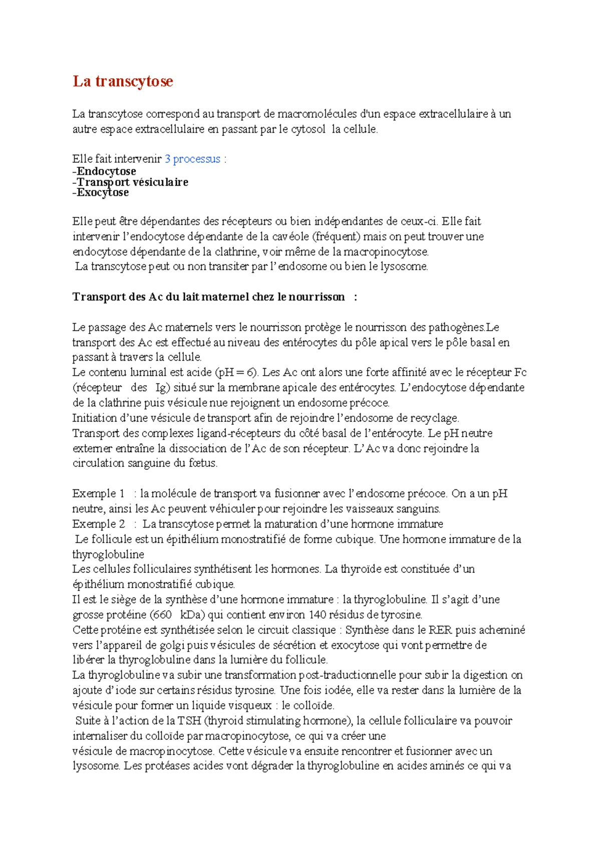 Transcytose - Leguellec - La transcytose La transcytose correspond au ...