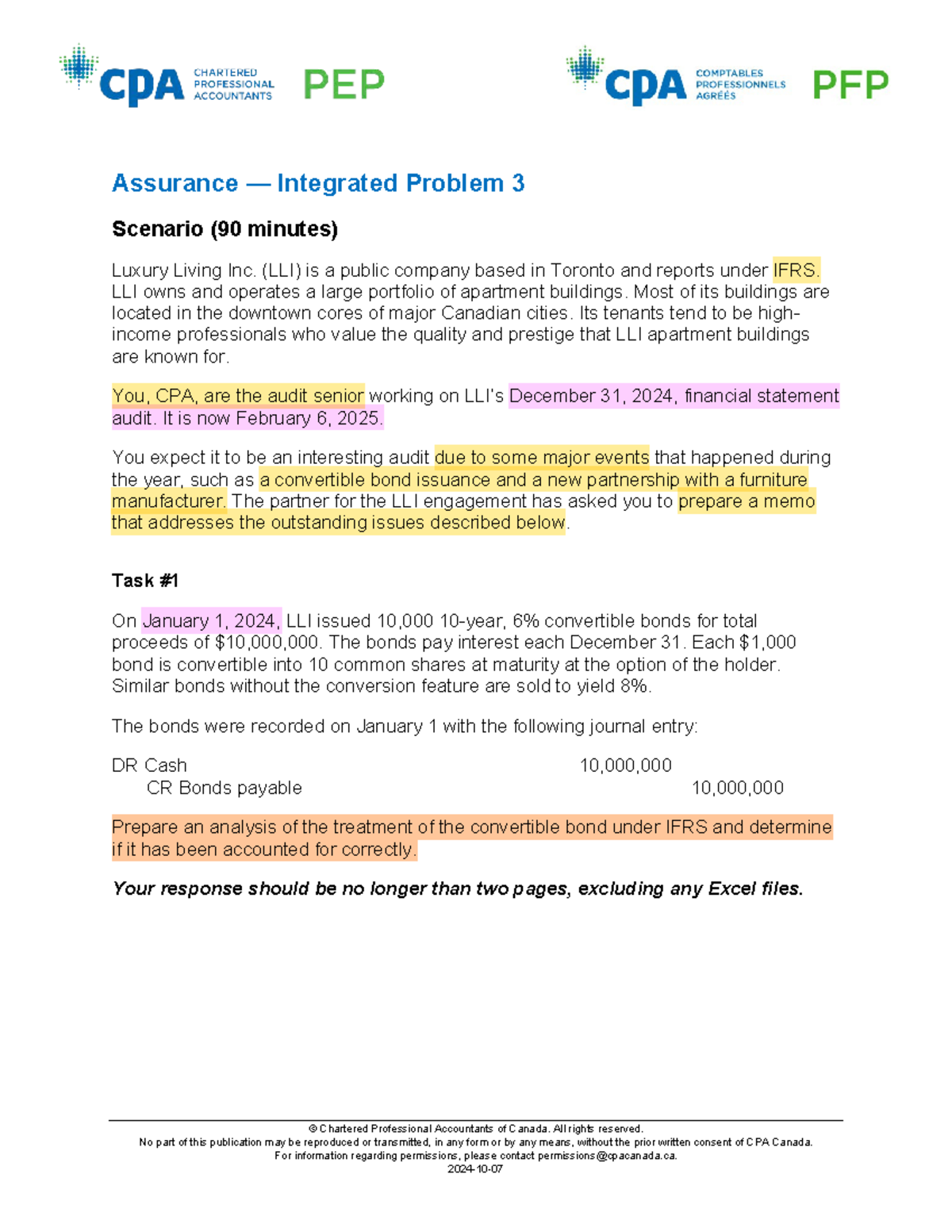 Assurance Integrated Problem 3: Audit Analysis for Luxury Living Inc ...