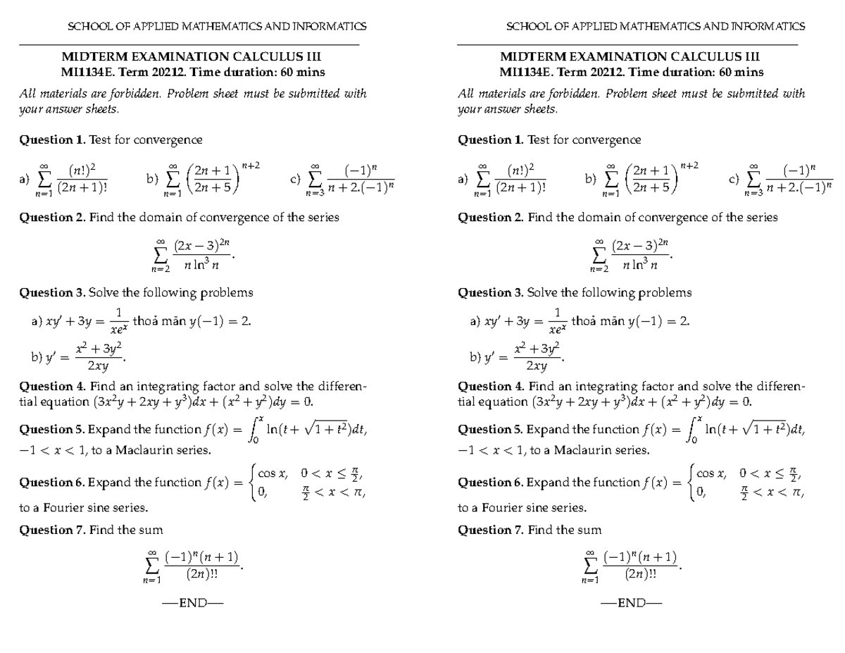 Problemsheet - ICT 2022 - SCHOOL OF APPLIED MATHEMATICS AND INFORMATICS ...