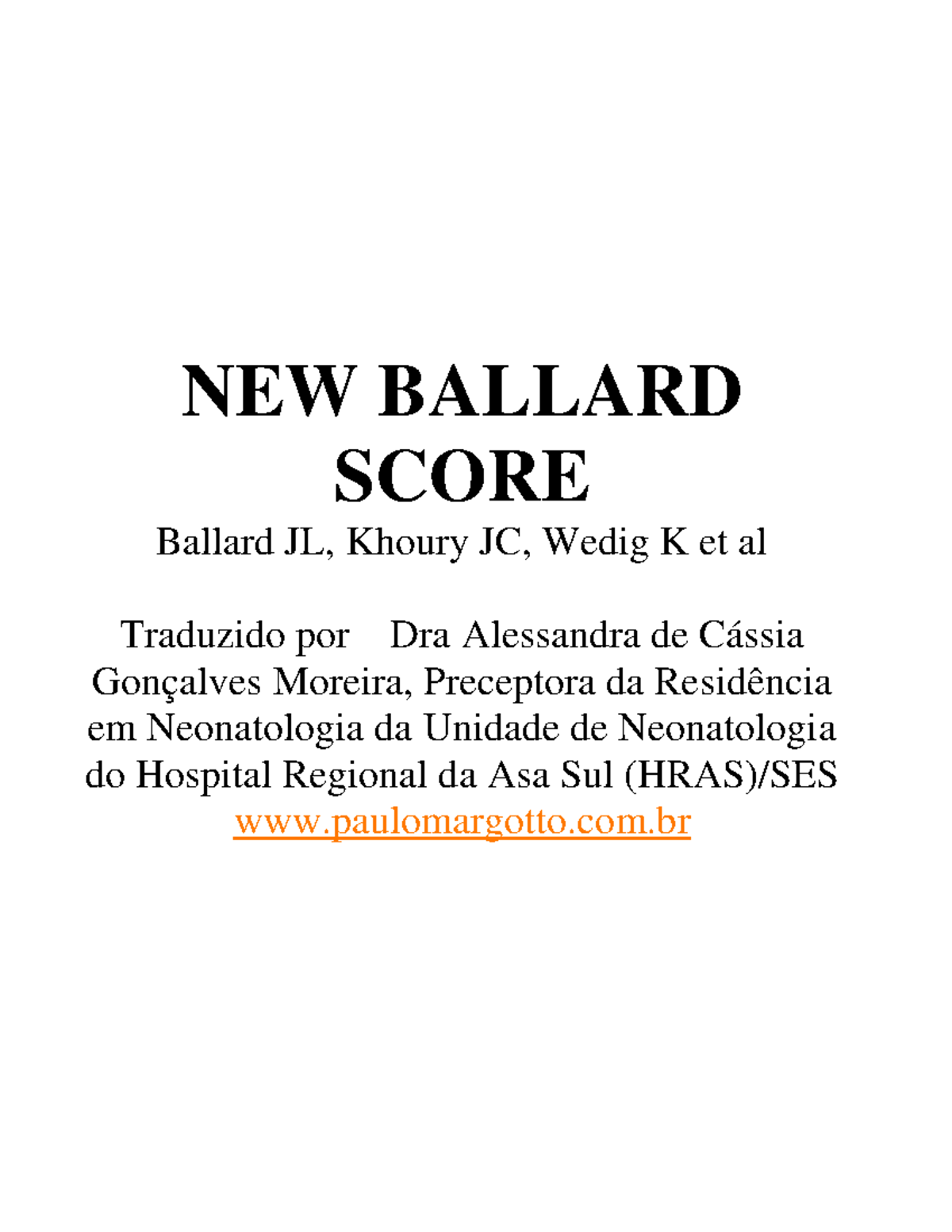 New-Ballard-Score - Score New Ballard para a avaliação da idade ...