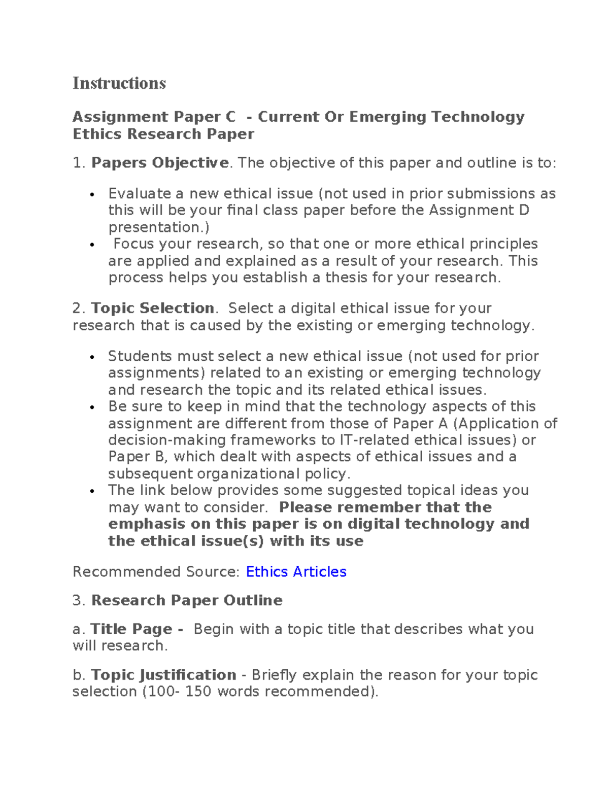 Ethics Research Paper on Current or Emerging Tech (Assignment C) - Studocu