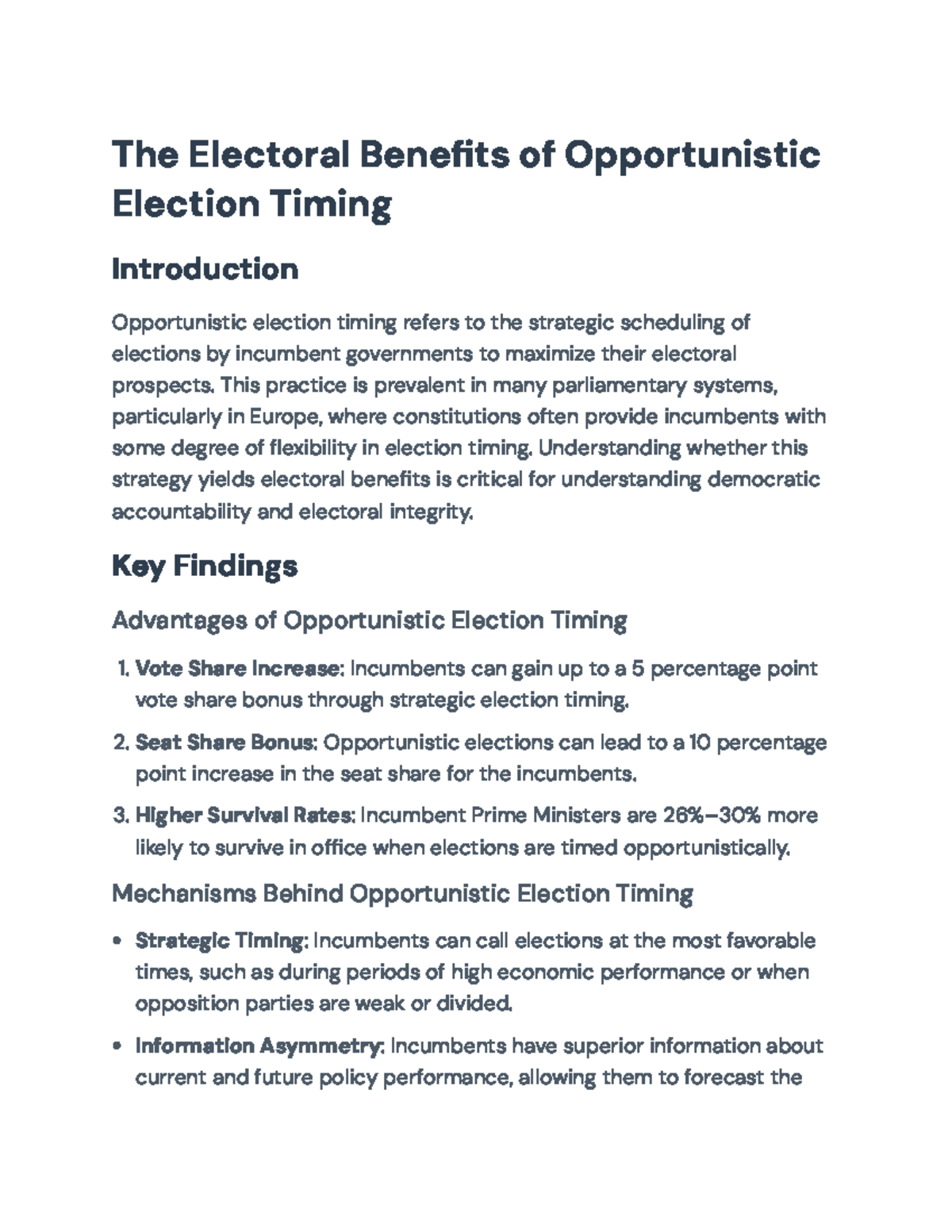 Electoral Benefits of Opportunistic Timing: Insights from 27 EU ...