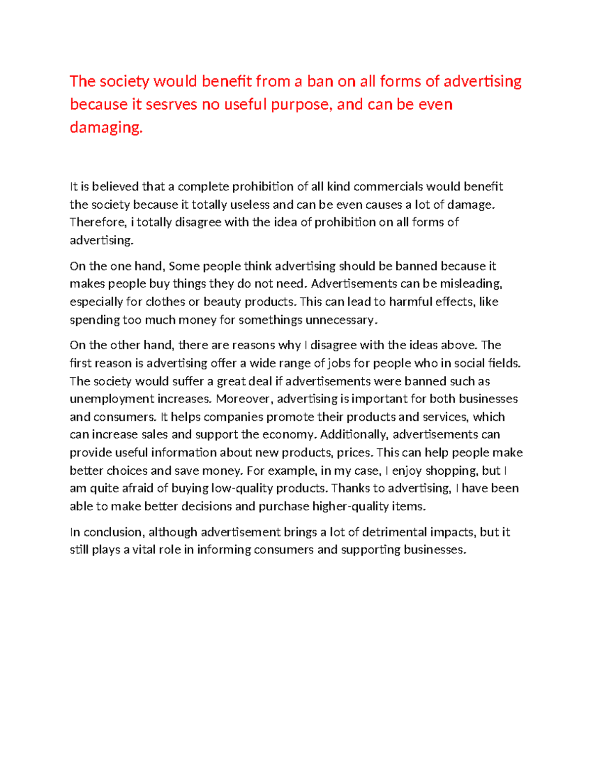 The Role of Advertising in Society - SCBASBCA Essay Notes - Studocu