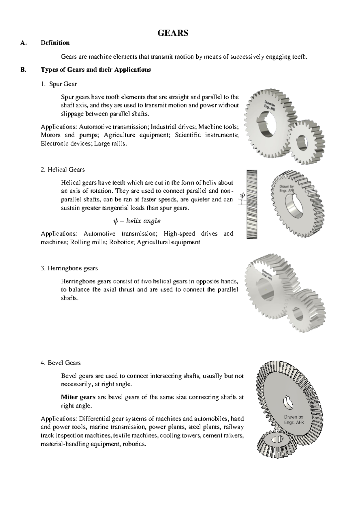 Gears - Just Sharing. - GEARS A. Definition Gears are machine elements ...