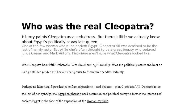 Who Was the Real Cleopatra? A Study of Her Political Savvy and Legacy ...
