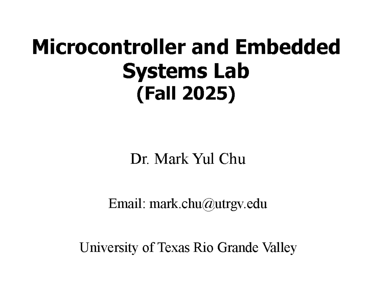 Microcontrollers and Embedded Systems Lab Syllabus (EECE 3331) - Studocu