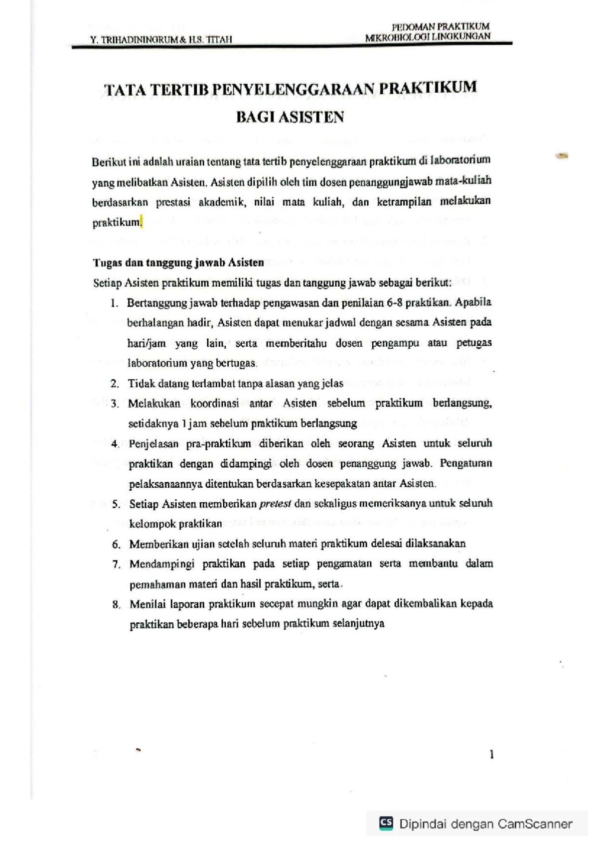 PEDOMAN PRAKTIKUM MIKROBIOLOGI LINGKUNGAN (CS) - Studocu