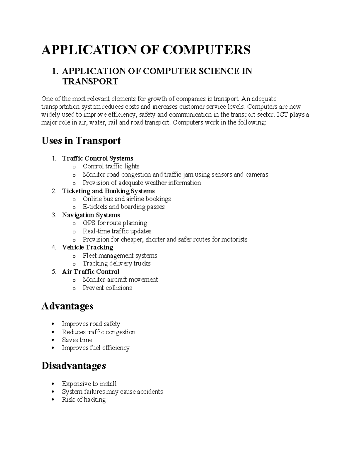 Application of Computer Science in Transport, Health & Environment ...