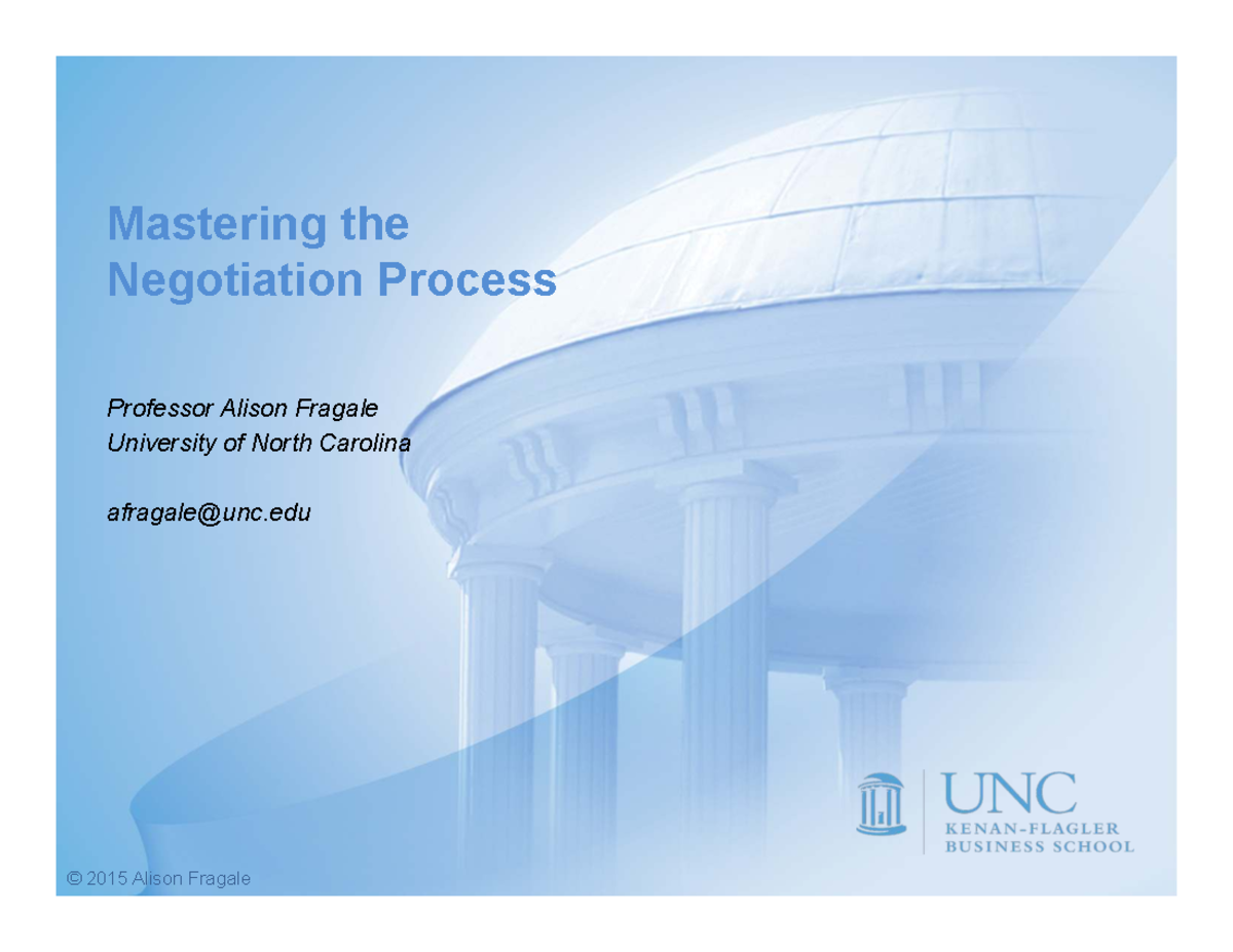 Negotiation - I need the pdf for my exam - Mastering the Negotiation ...