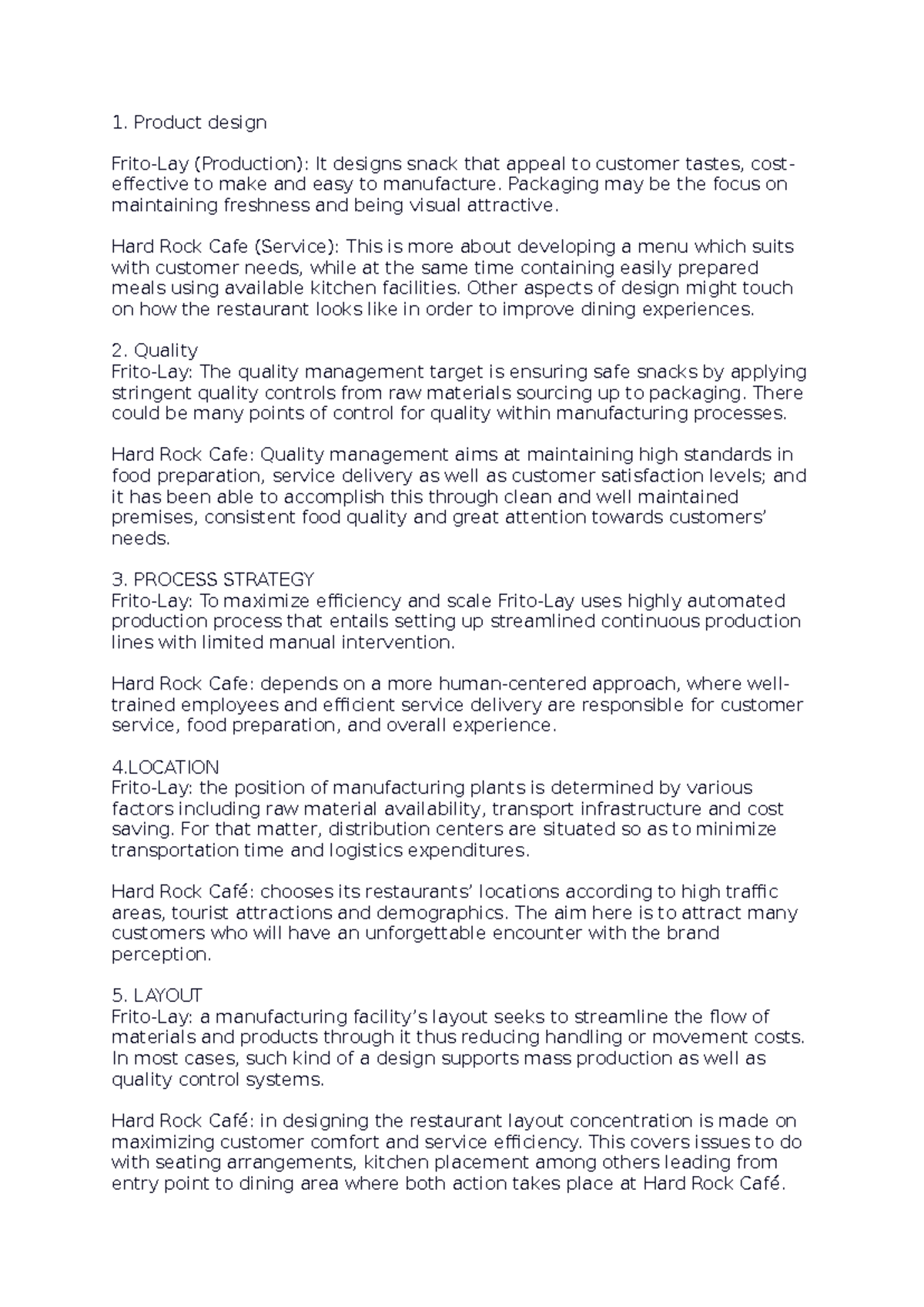 Frito-Lay Production and Quality Management Overview (CS101) - Studocu