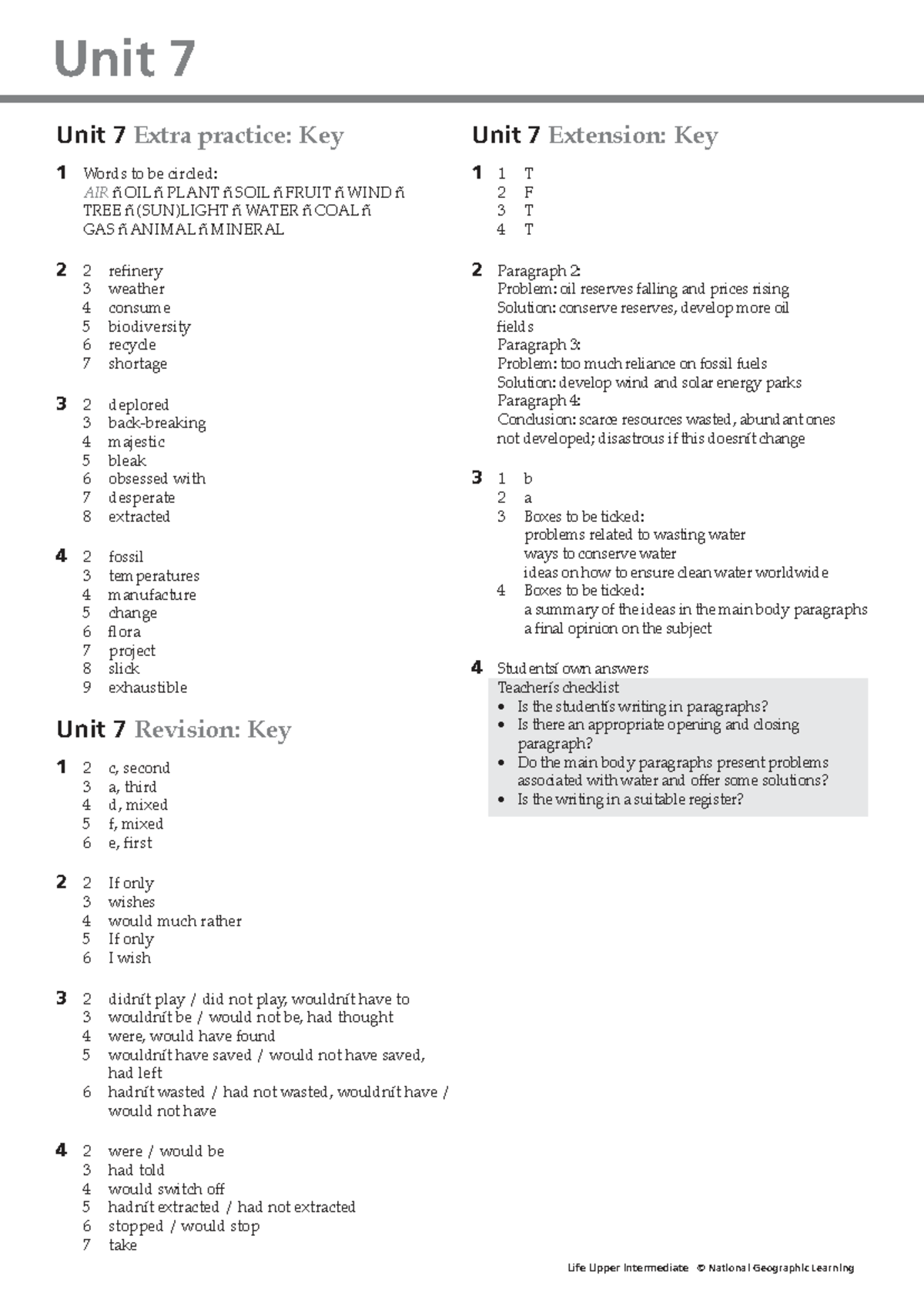 UI Lif 1 Unit 7 Extra Practice & Revision Answer Key - Studocu
