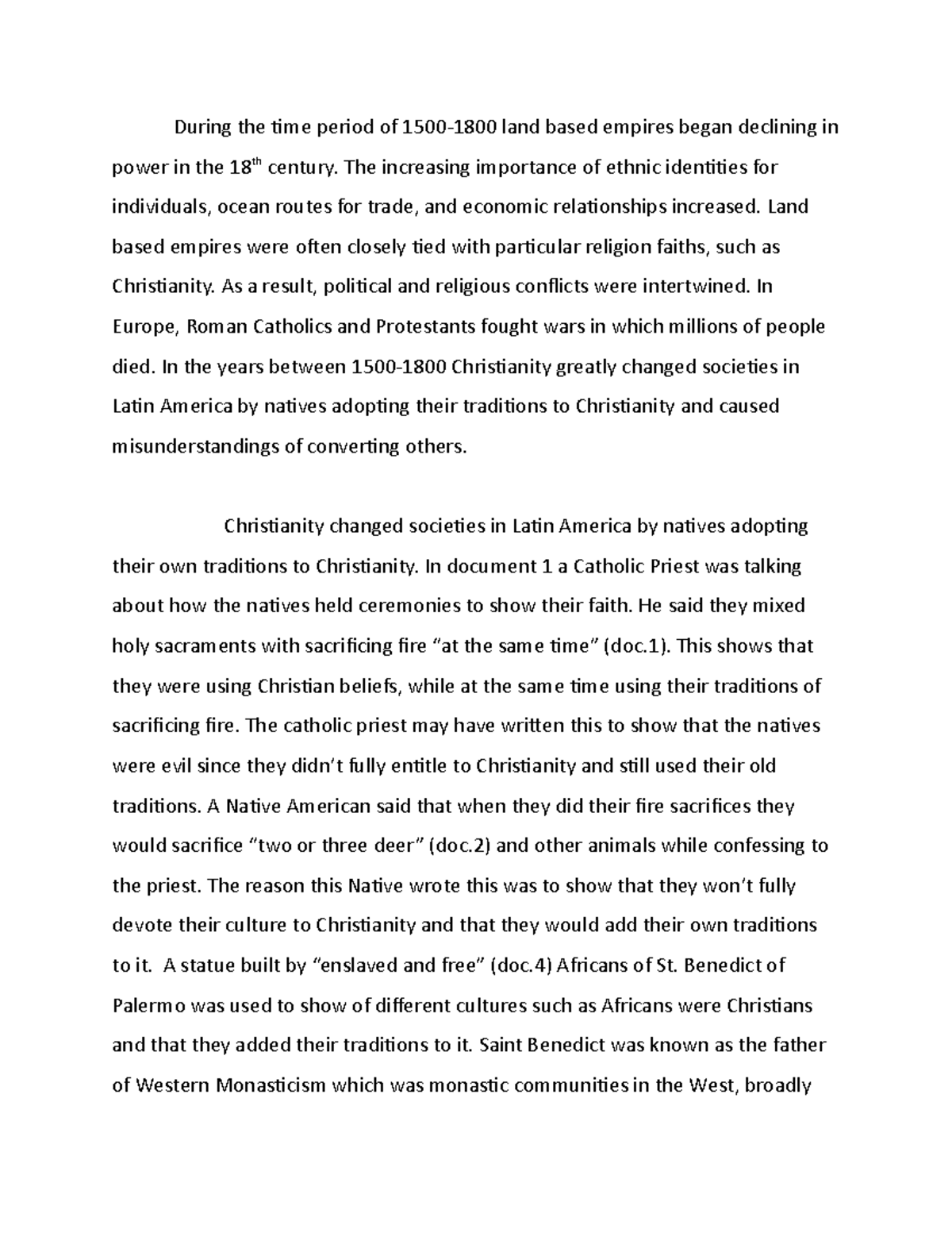 DBQ: The Influence of Christianity on Latin American Societies (1500 ...