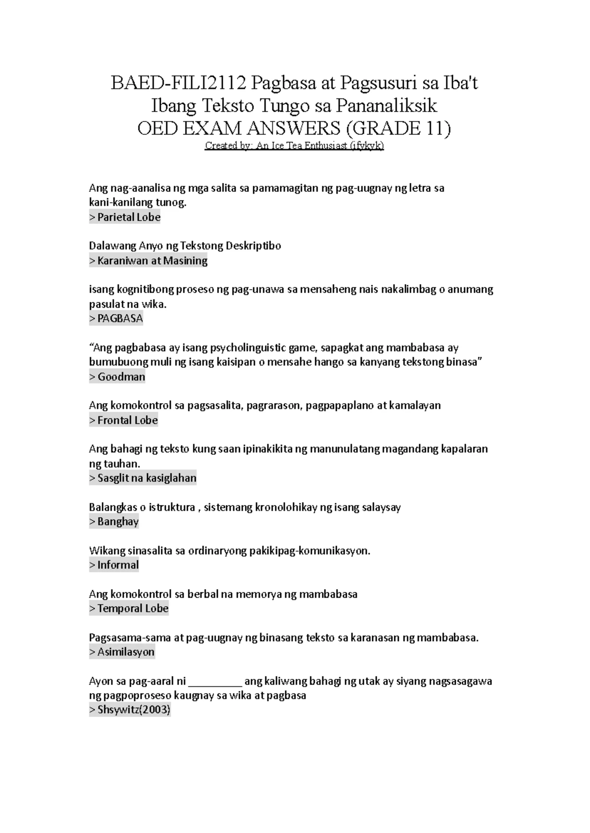 Pagsusuri sa Awit ng Wika: Mensahe at Kahulugan ng Filipino - Studocu