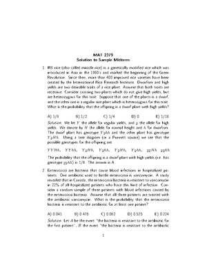 Assignment MAT2379 Fall2024 sol - MAT 2379, Introduction to biostatistics Assignment 4 ...