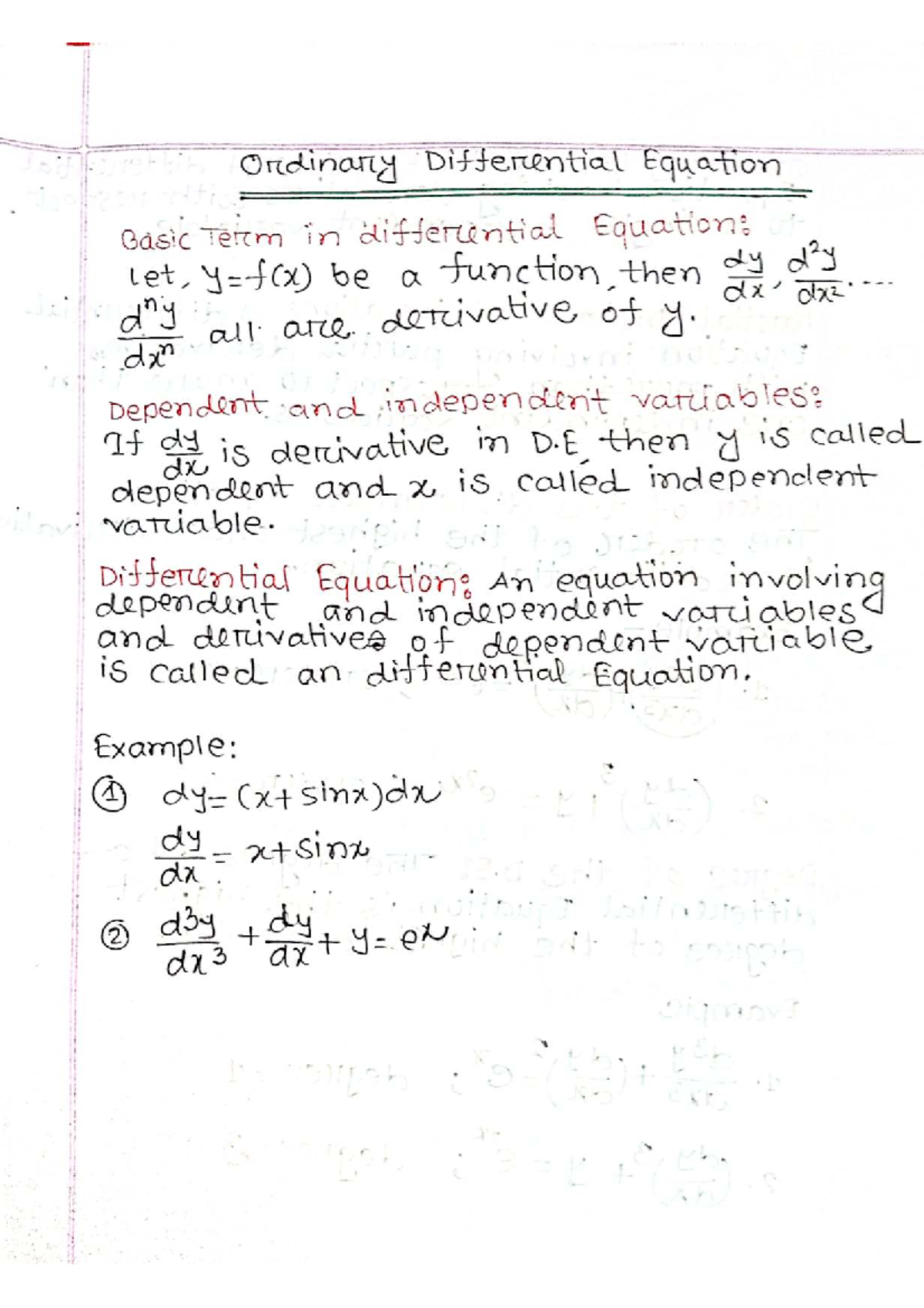 Ordinary Differential Equations (ODE) - First Order Concepts and Applications - Studocu