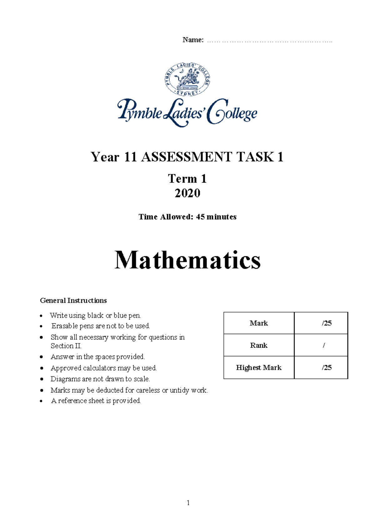 Year 11 Adv Assessment Task 1 2020 - Past Paper Review - Studocu