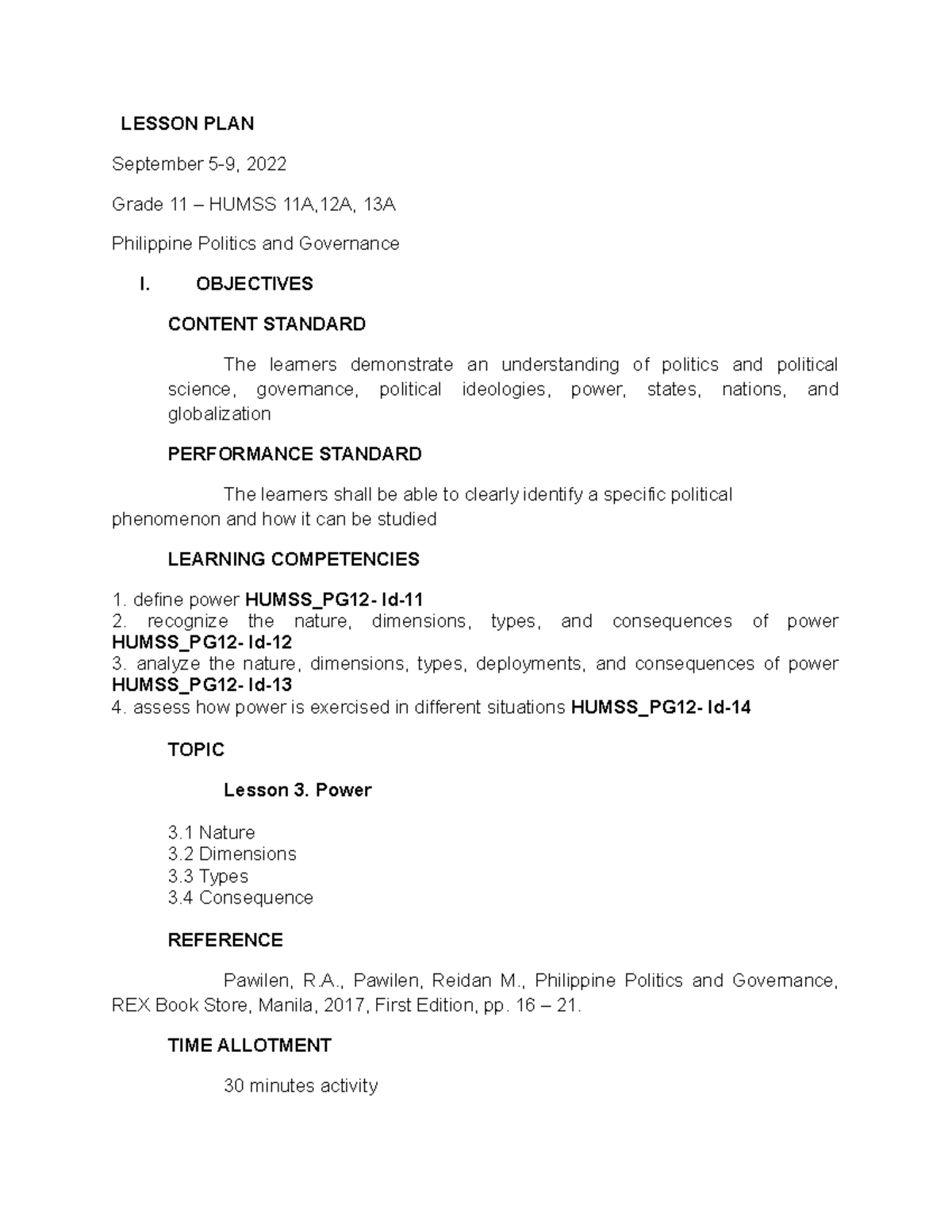 HUMSS 11A Lesson Plan 3: Understanding Power Dynamics - Studocu