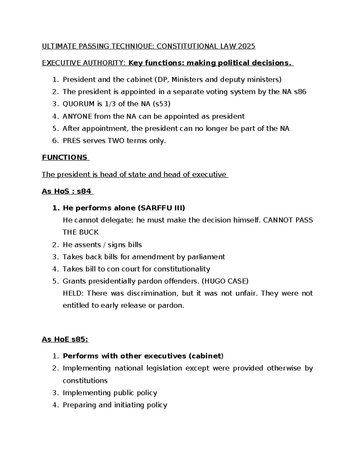 ULTIMATE PASSING TECHNIQUE: CONSTITUTIONAL LAW 2025 EXECUTIVE AUTHORITY ...