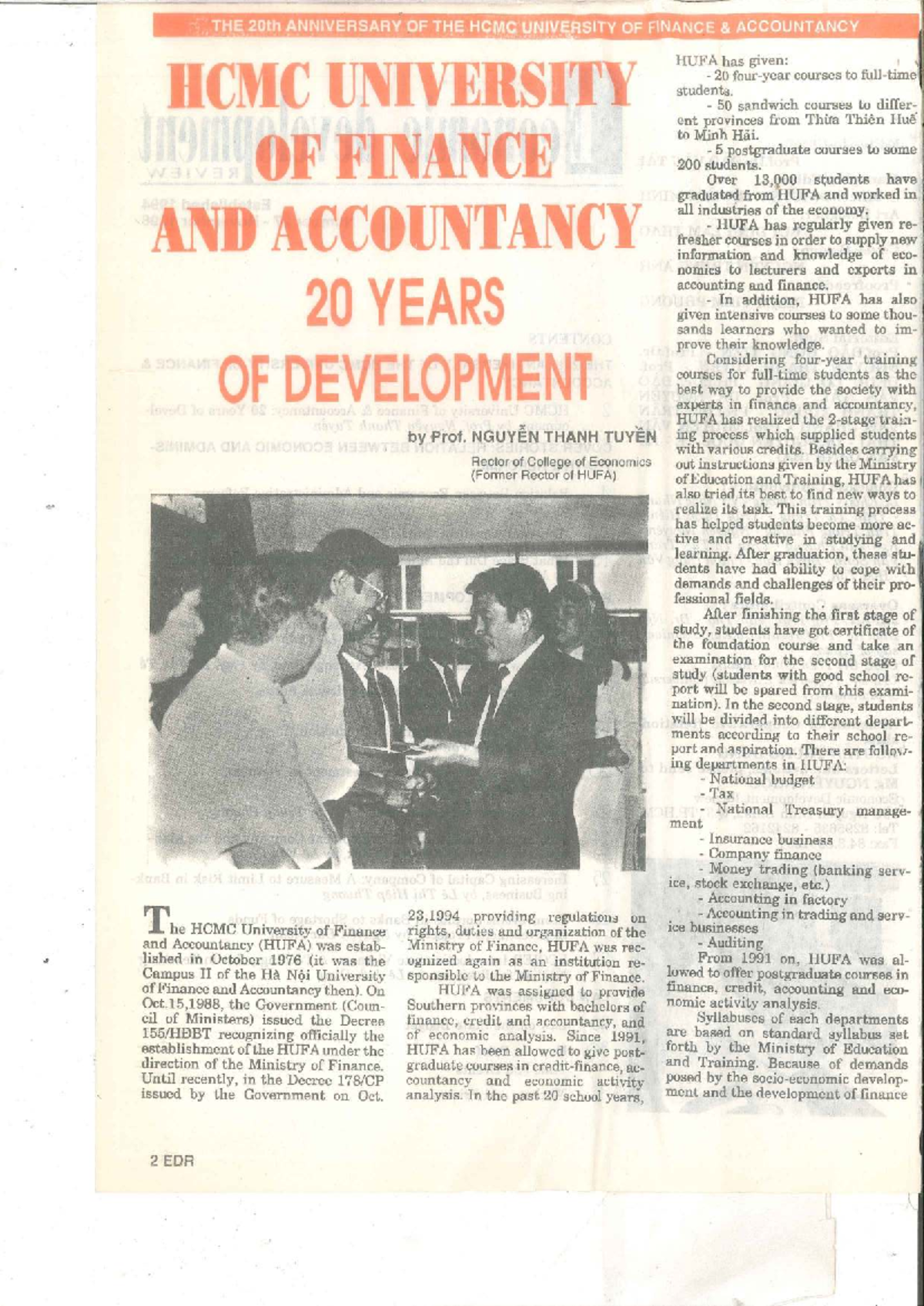 20th Anniversary of HCMC University of Finance & Accountancy (JED 1996 ...