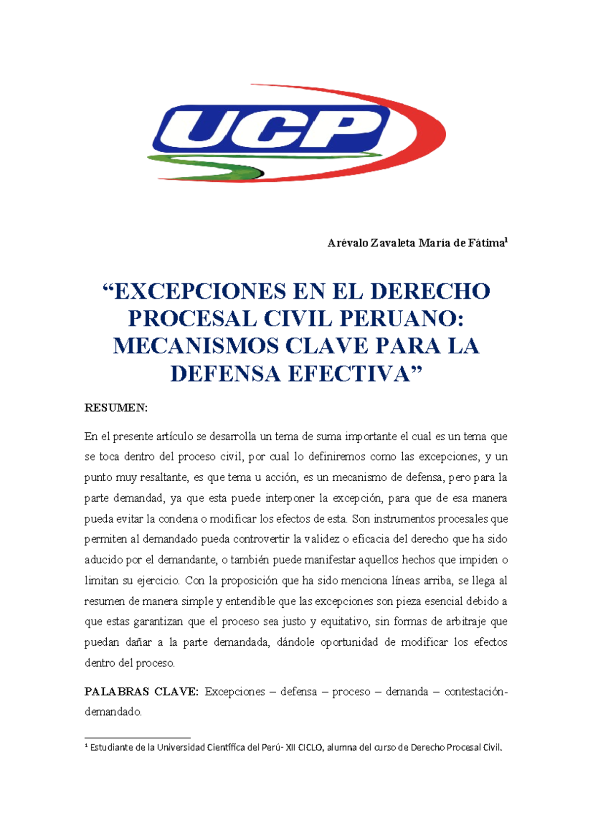 Excepciones en Derecho Procesal Civil Peruano: Mecanismos de Defensa ...