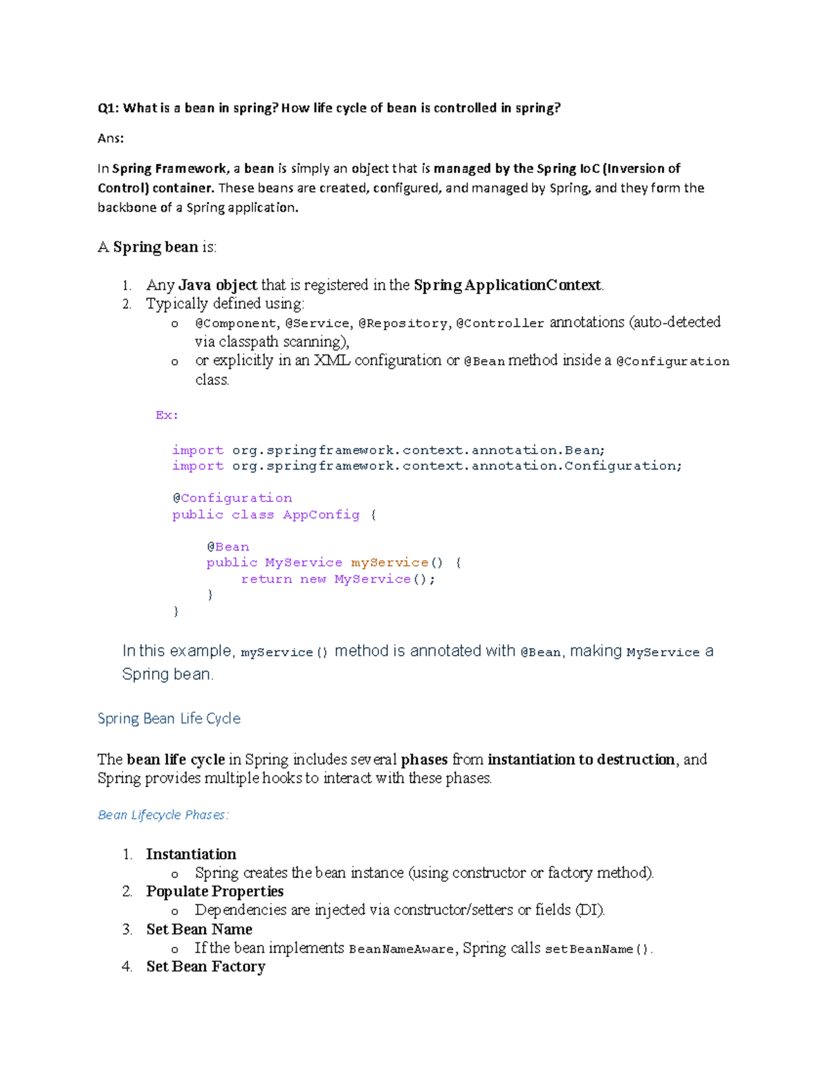 Unit-4 & Unit-5 Notes: Spring Framework & Dependency Injection Concepts ...
