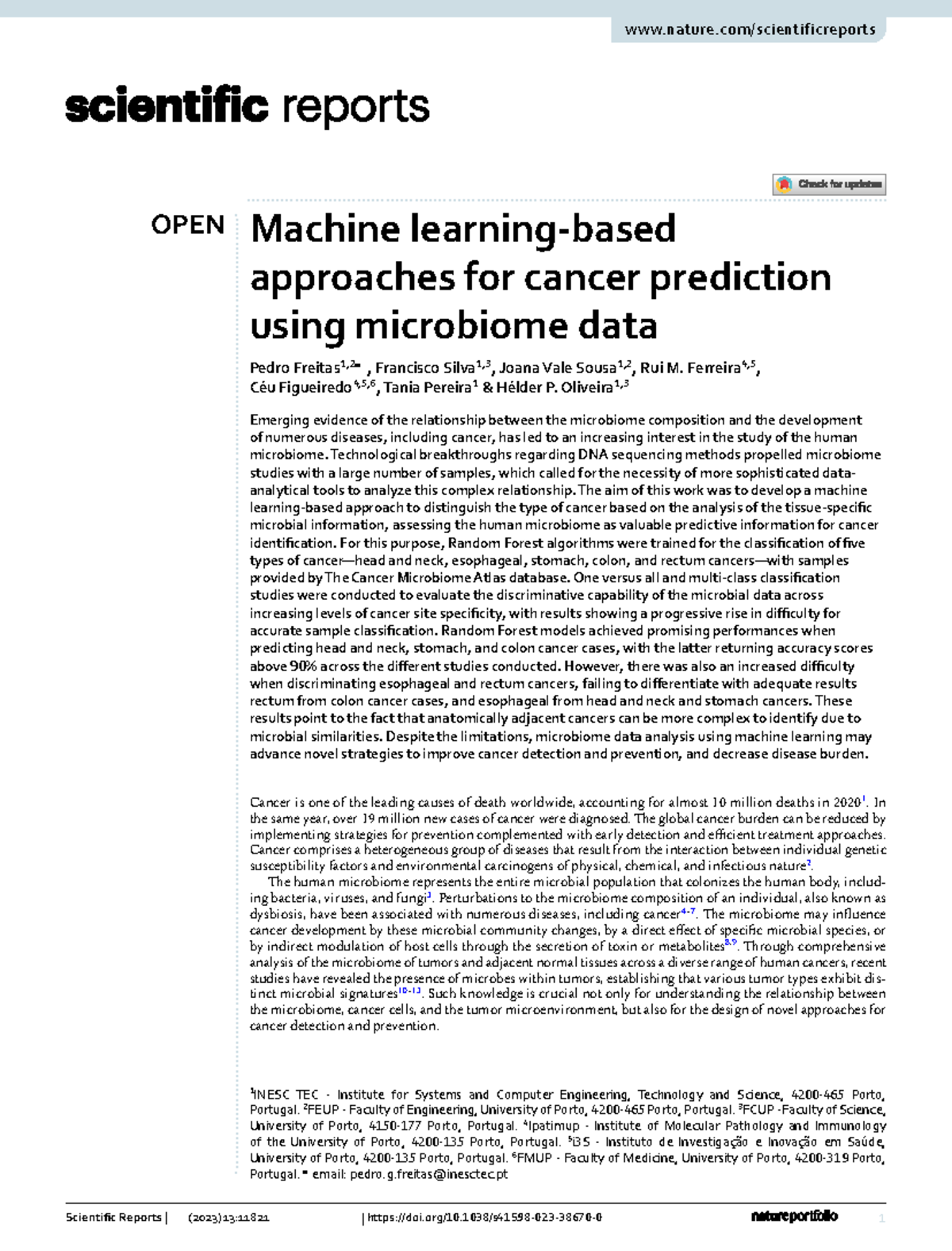 Machine Learning Approaches for Cancer Prediction Using Microbiome Data ...