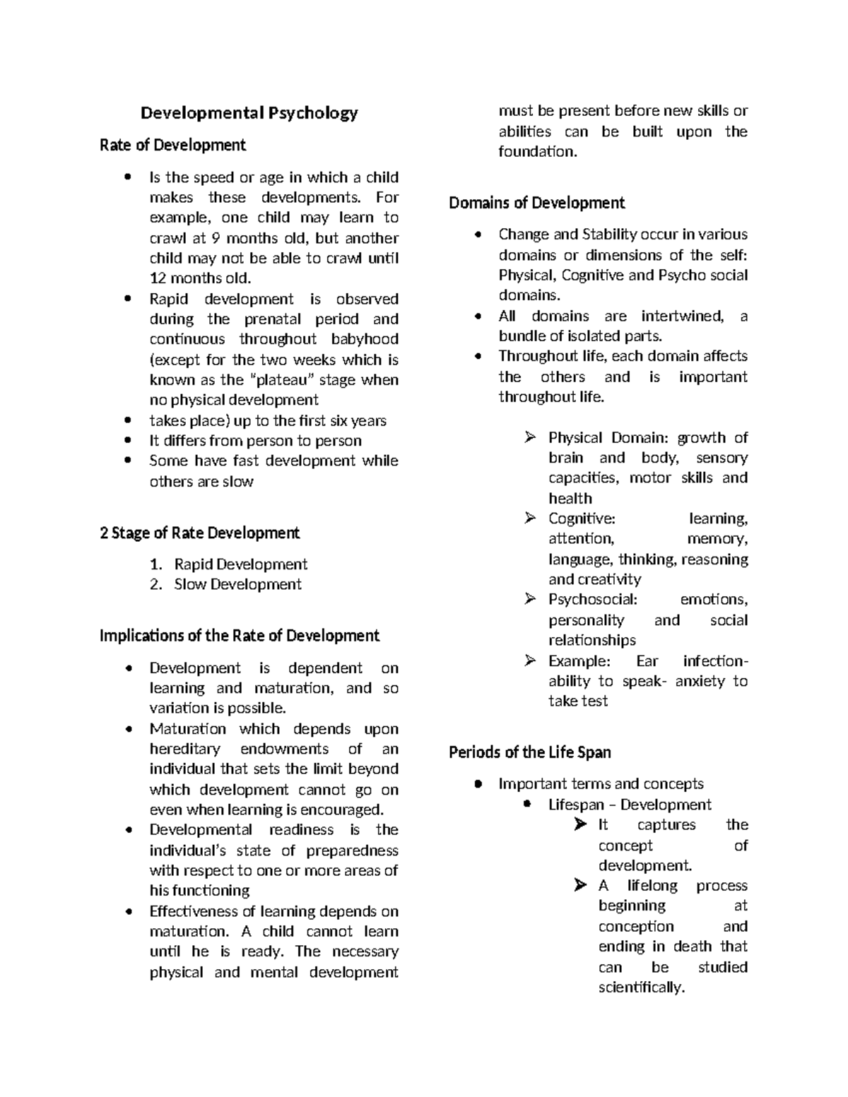Developmental Psychology: Understanding Lifespan Growth & Change - Studocu