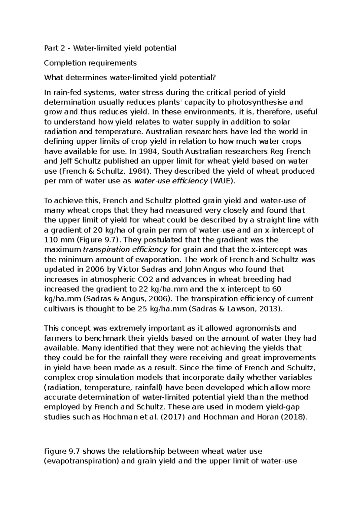 Module 9: Water-Limited Yield Potential - Factors Influencing Crop ...