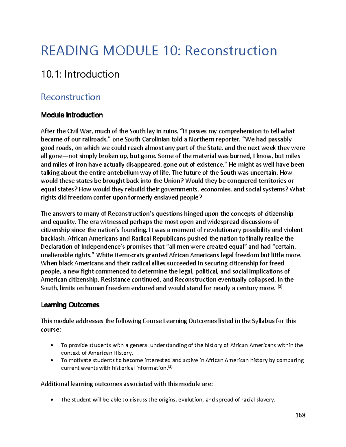 Reconstruction Era: Challenges and Triumphs in AA HIST 244 Module 10 ...