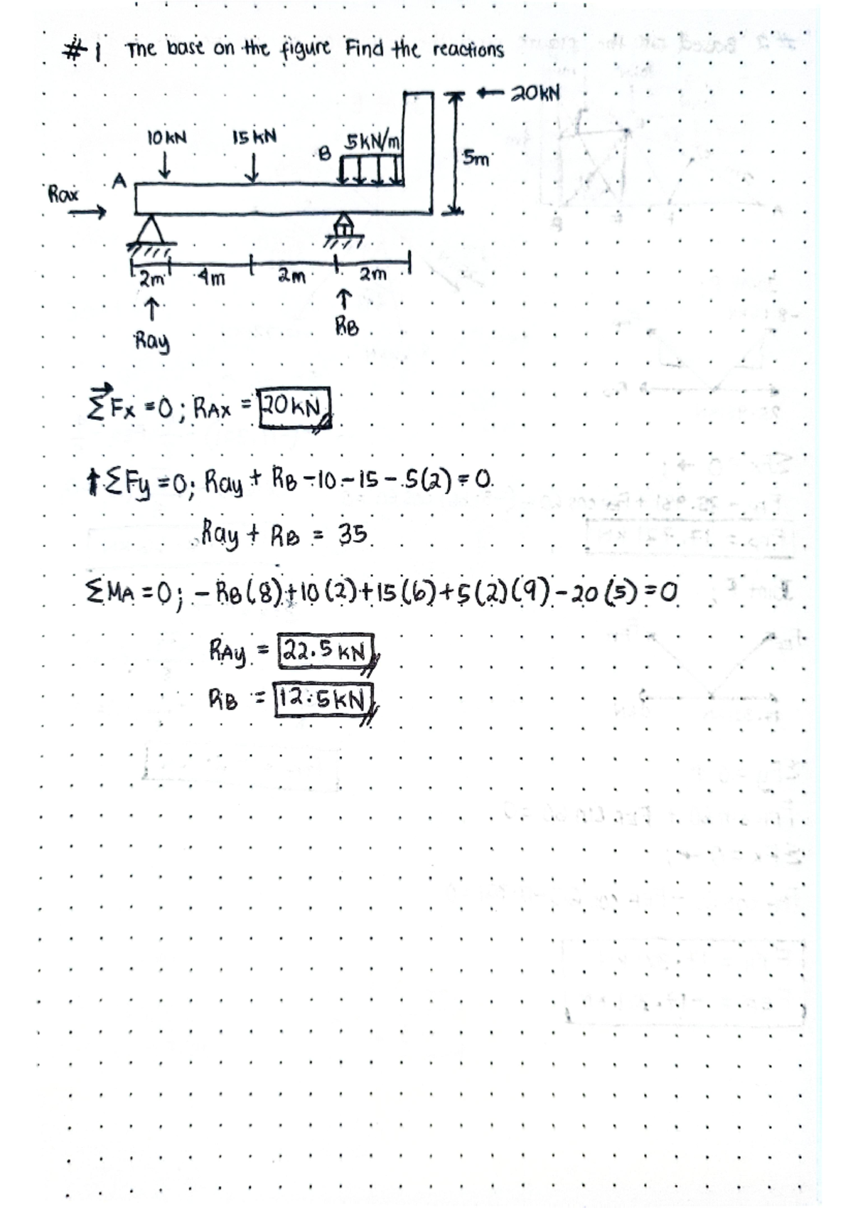 Plate 1 Theory 1 - 1 The base on the figure Find the reactions 20KN 10 ...