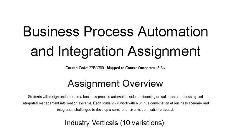 Business Process Automation Proposal - 22BC3601 Assignment - Studocu