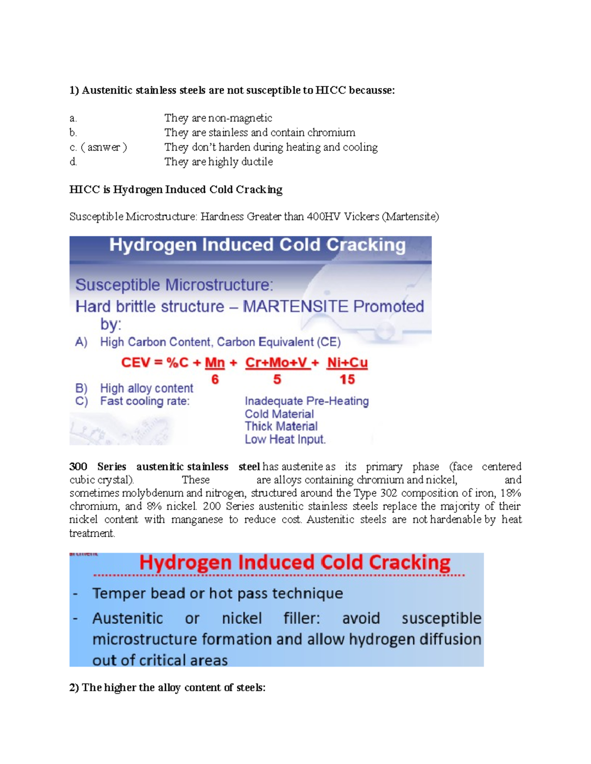 MC 17 - CSWIP Exam Review: HICC & Welding Cracking Concepts - Studocu