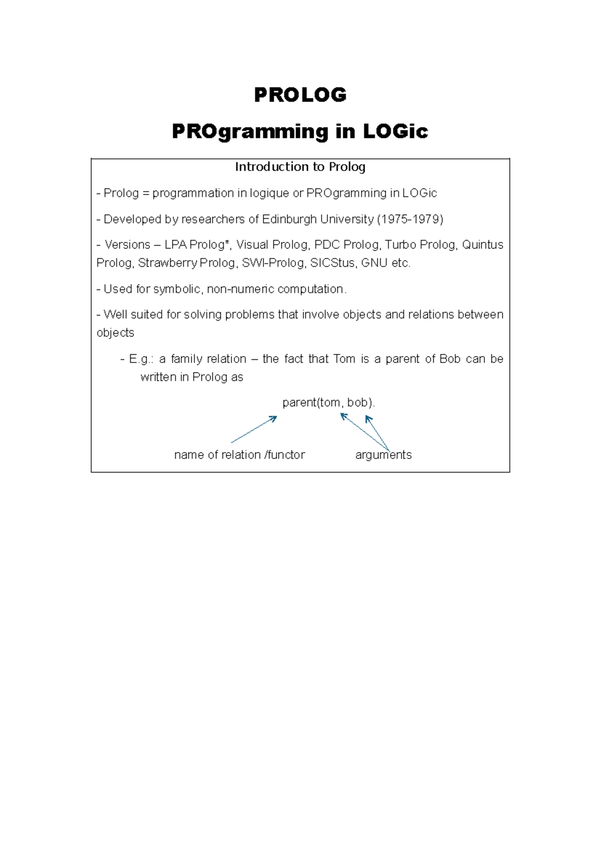 Topic 2 Prolog (Part 3) - PROLOG PROgramming in LOGic Introduction to ...