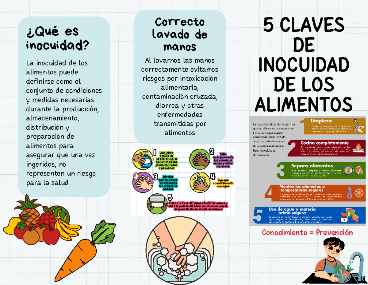 Folleto Tríptico: 5 Claves para la Inocuidad de Alimentos - Studocu