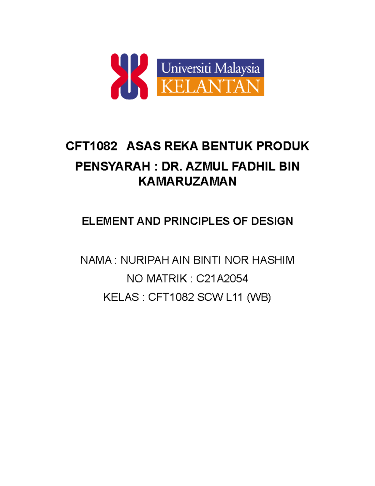 CFT1082 Final Exam Notes: Elements and Principles of Design - Studocu