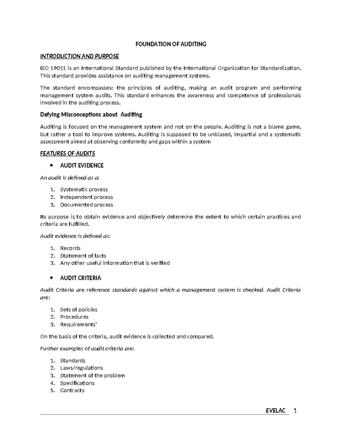 Foundation of Auditing: Key Concepts and Standards (ISO 19011) - Studocu