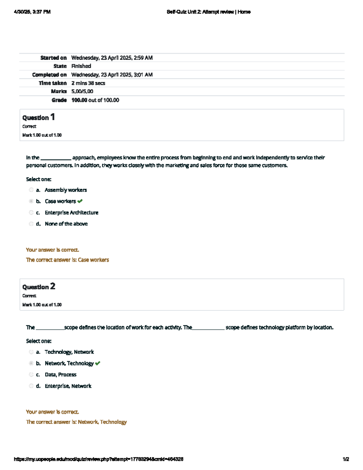 CS 4403 Self Quiz: Unit 2 Review and Answers - Studocu