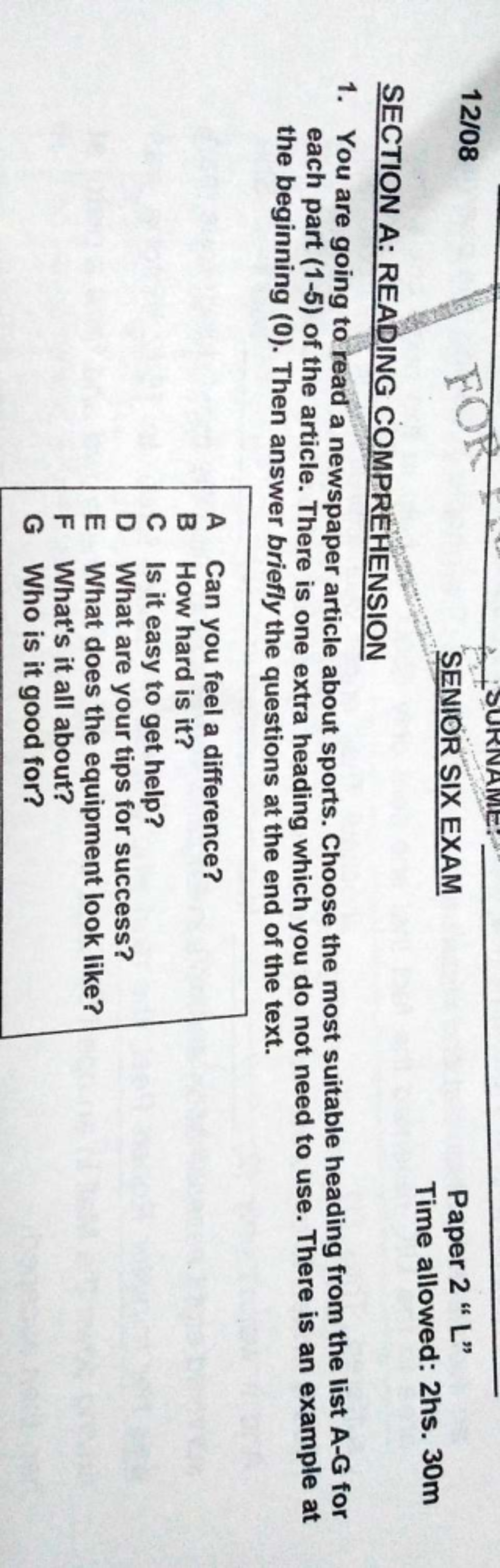 Sports Senior 6: Comprehension and Exam Preparation Guide - Studocu